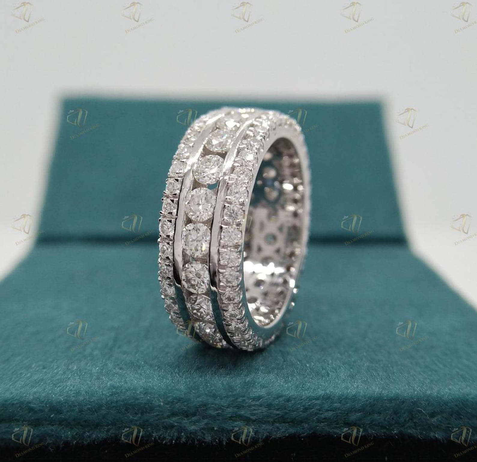 Mens Wedding Band Raised Center Channel Set White Diamonds, Mens Big ...
