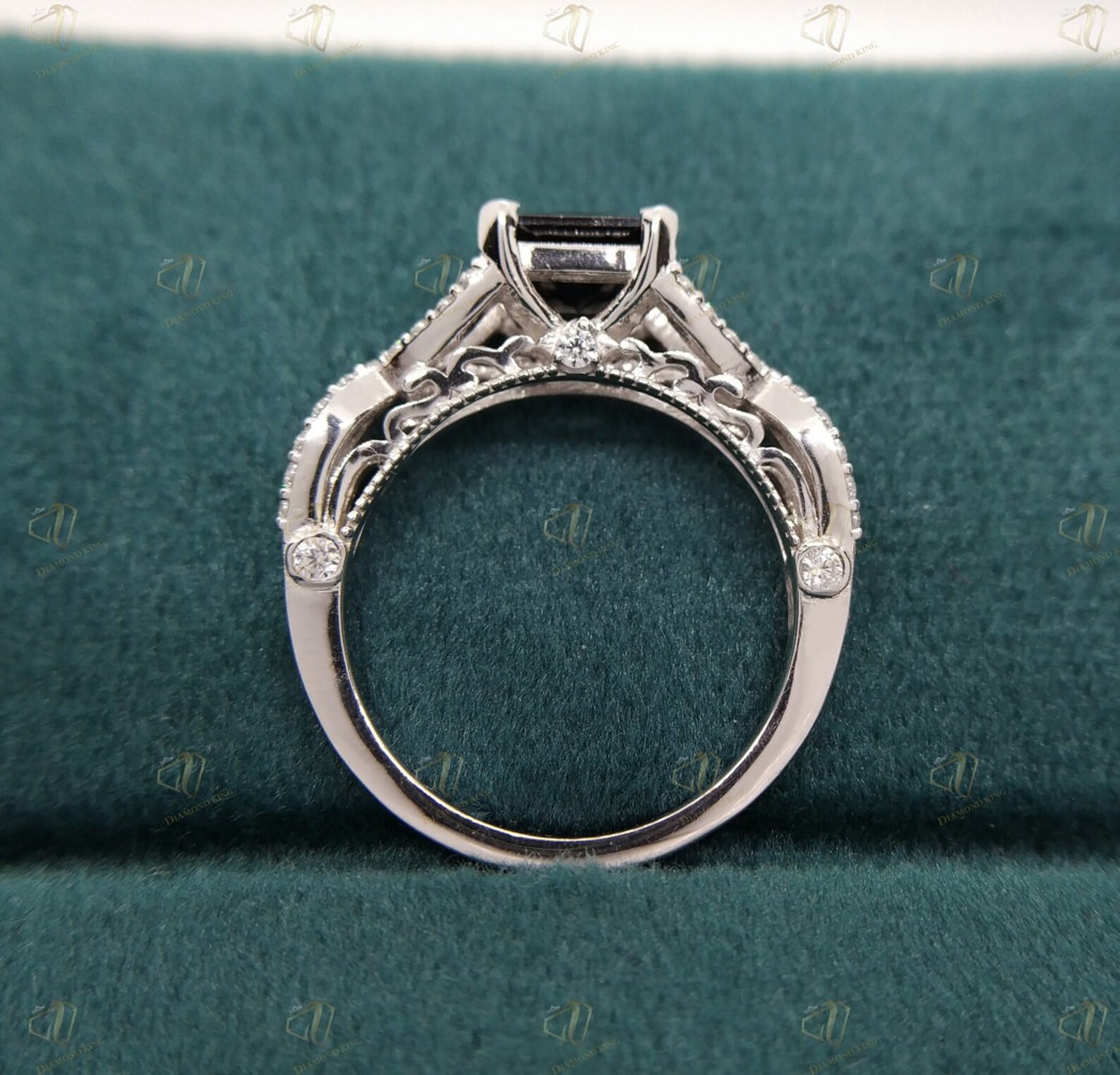 Princess Black Onyx Ring, 2 CT Princess Cut Dainty Black Solitaire Ring ...
