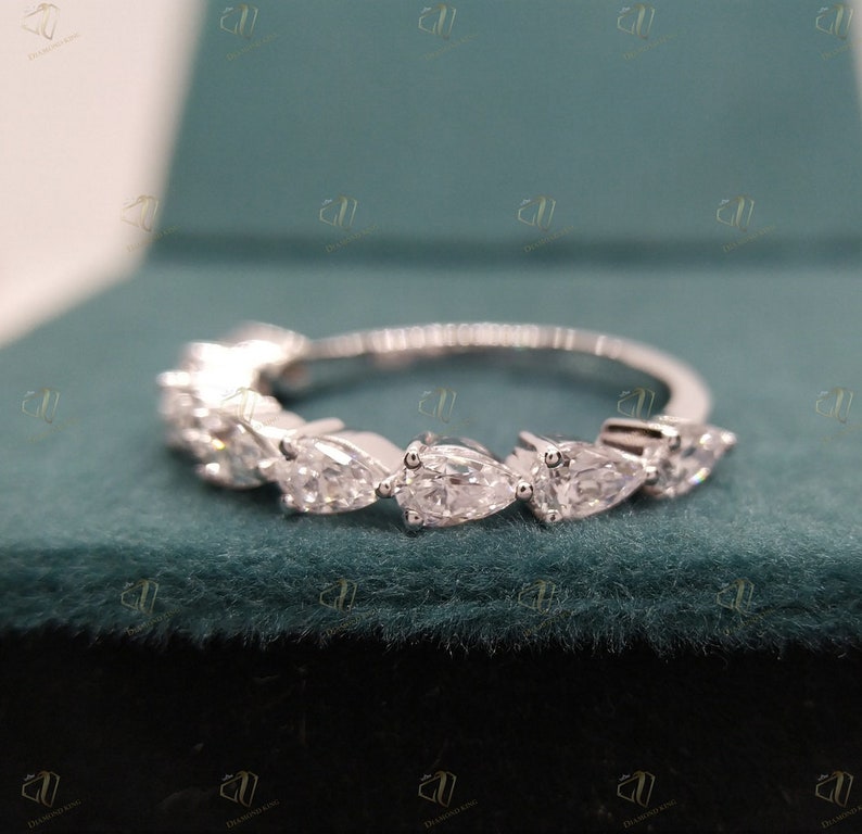 Unique Half Eternity Pear Shaped Diamond Wedding Band Vintage Matching ...