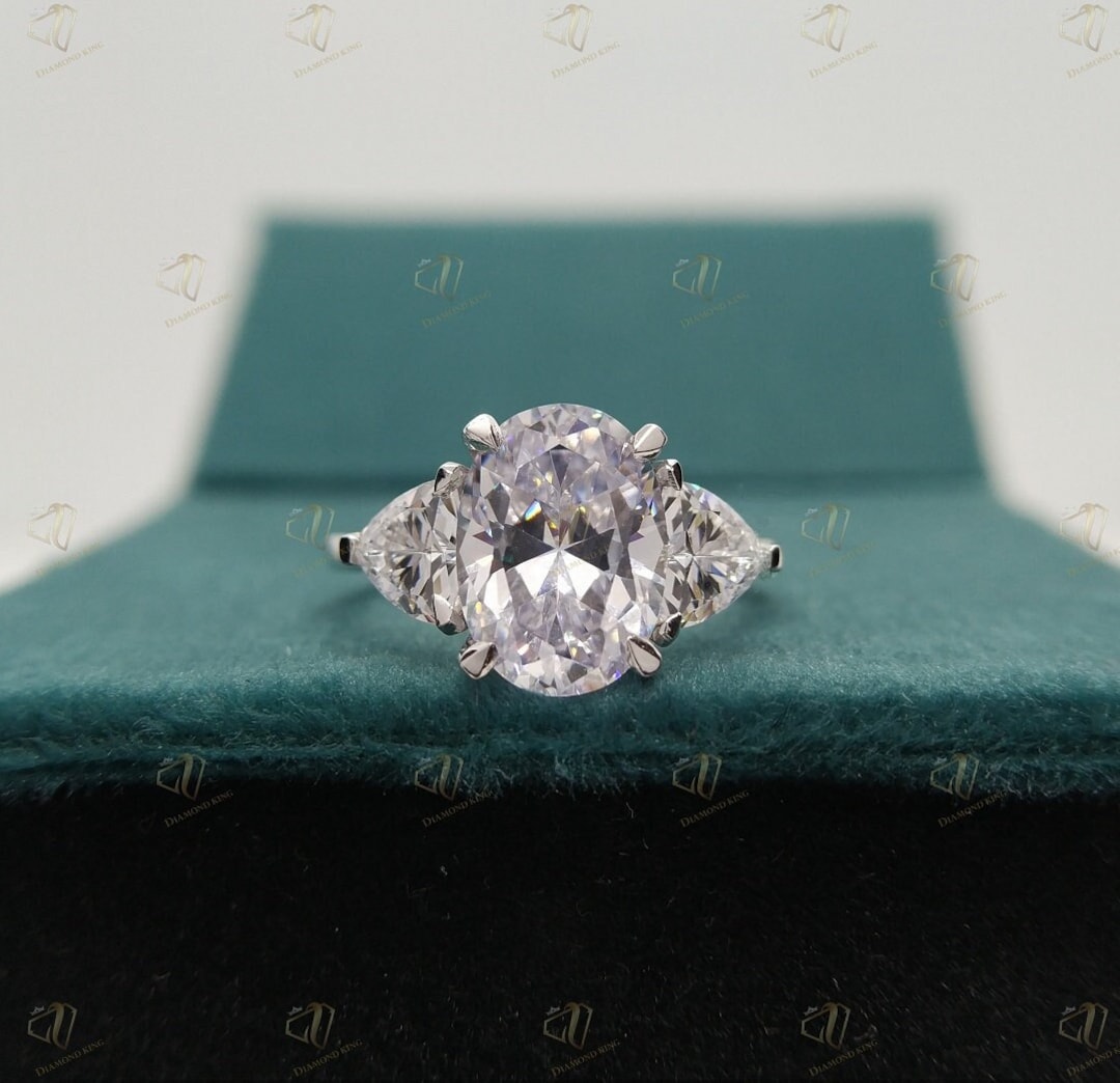 3 CT Three Stone Engagement Ring, Oval Diamond Wedding Ring, Oval ...
