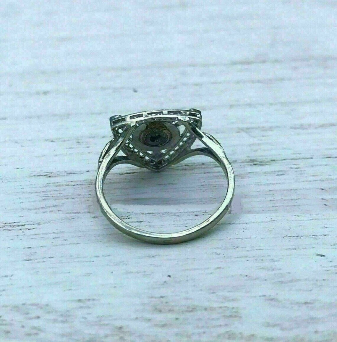 Retro Diamond Art Deco Wedding Ring Triangle Shaped - Etsy