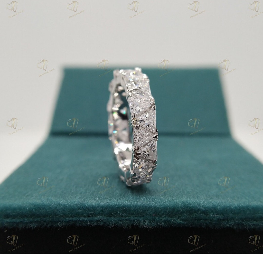 6 Carat Trillion Cut Diamond Silver Eternity Stackable Ring ~ 5 MM ...
