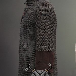 Titanium Chainmail Haubergoen Chainmail Shirt Medieval Armor Flat Ring ...