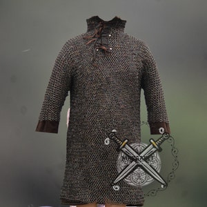 Titanium Chainmail Haubergoen Chainmail Shirt Medieval Armor Flat Ring ...