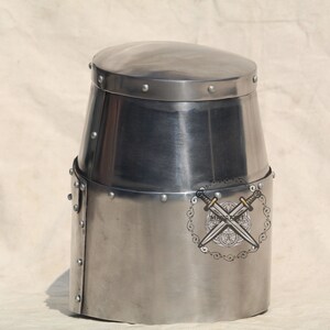 German Great Helmet 13th Century With a Flat Top to the Skull Bucket ...