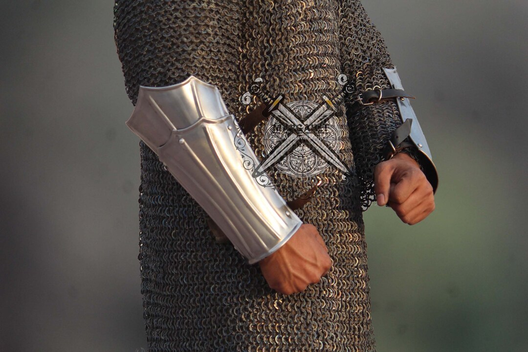 Medieval Type Steel Plate Armor Arm Bracer Set 1.2mm Thickness LARP ...