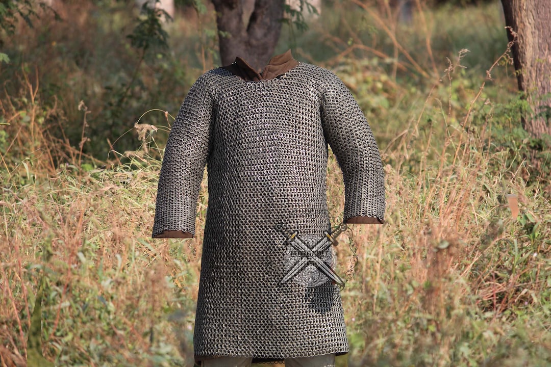 Chainmail Shirt Haubergeon Chainmail Armor Medieval Chainmail Shirt 9mm ...