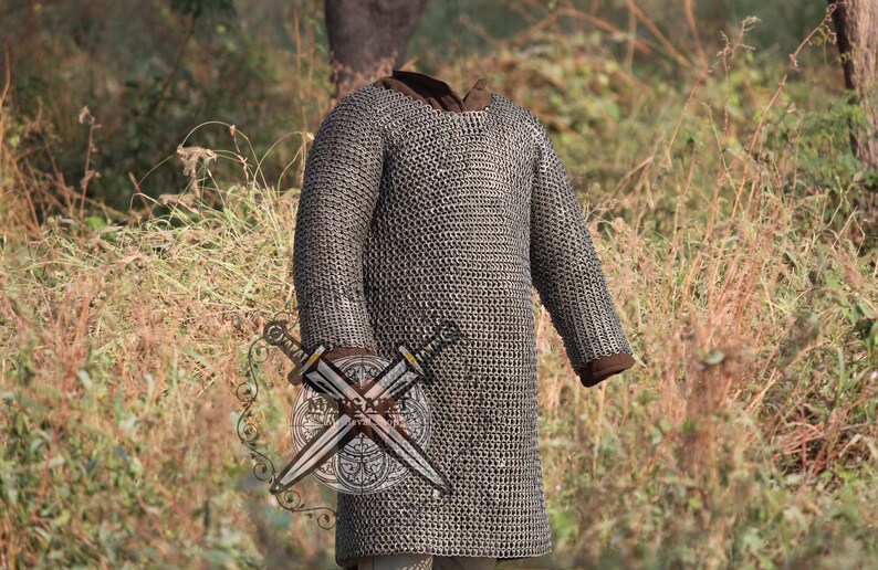 Chainmail Shirt Haubergeon Chainmail Armor Medieval Chainmail Shirt 9mm ...