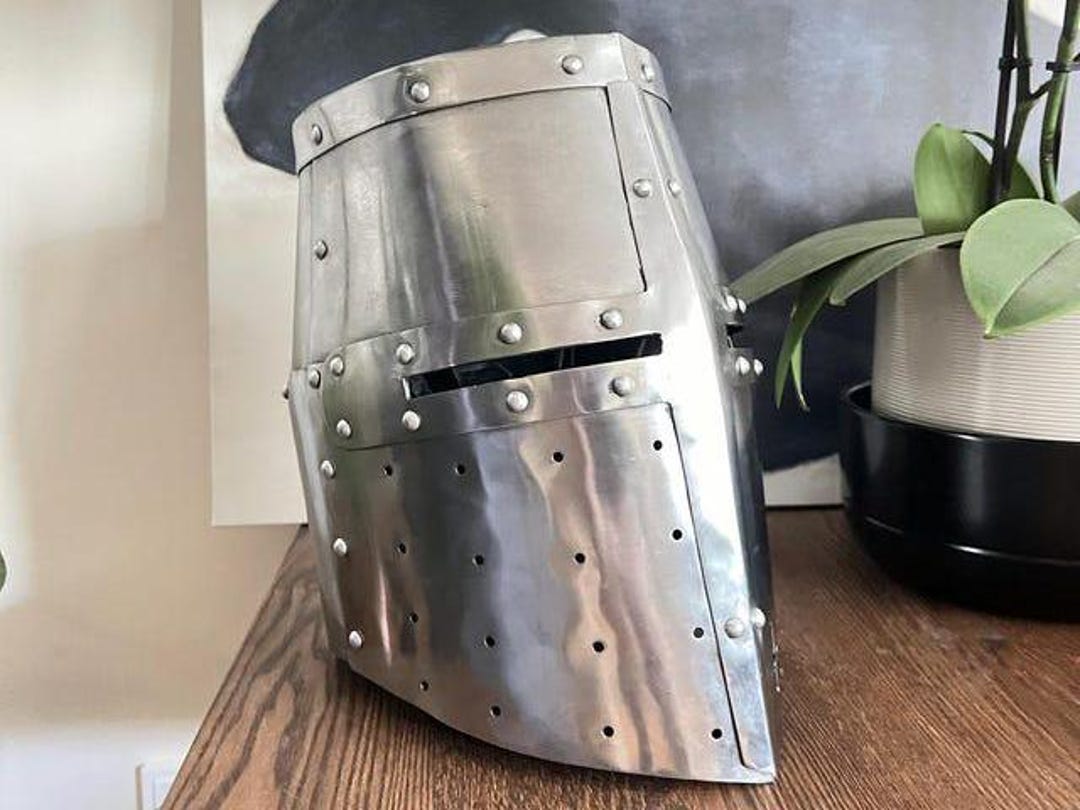 German Great Helmet 13th Century With a Flat Top to the Skull Bucket ...