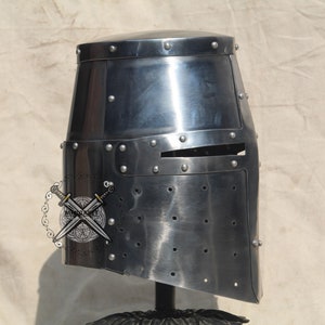 German Great Helmet 13th Century With a Flat Top to the Skull Bucket ...