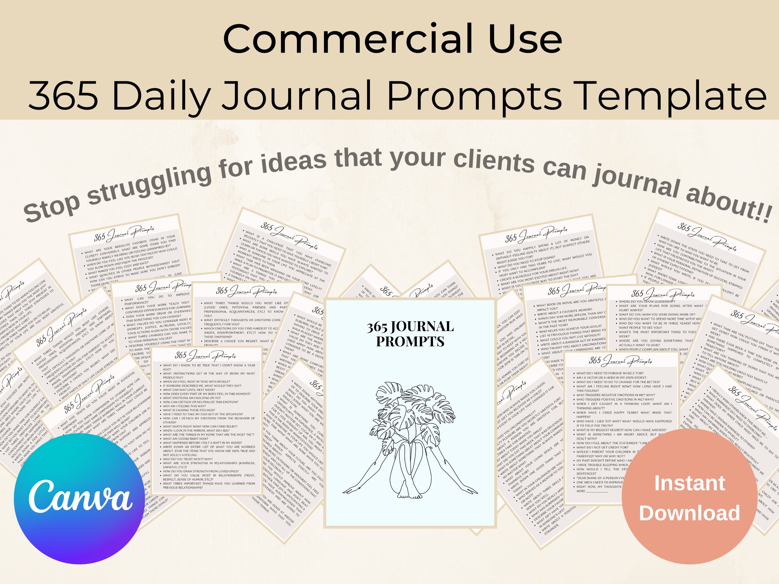 Editable 365 Journal Prompts for Beginners in Canva, Journal Prompts ...