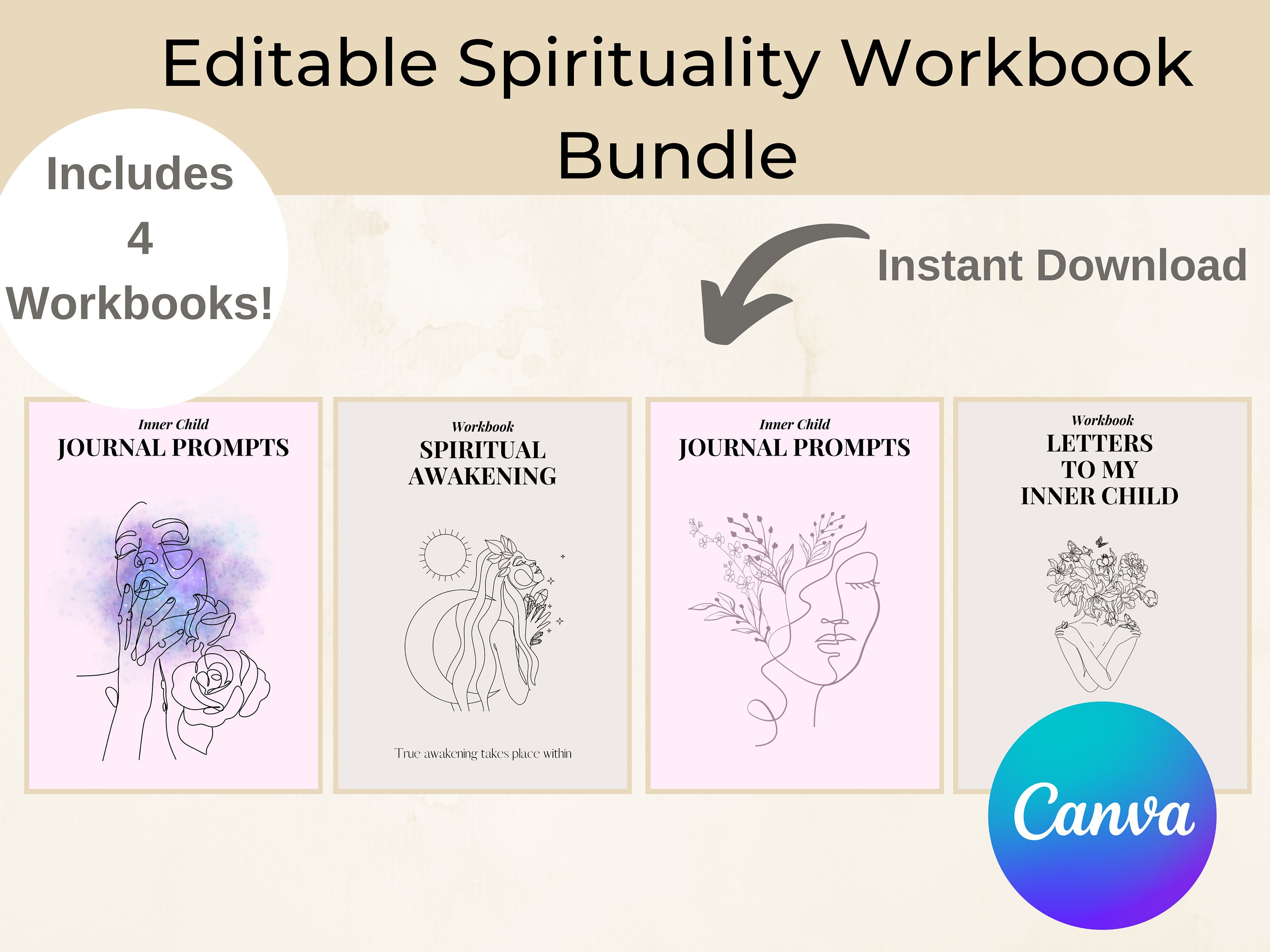 Editable Spirituality Workbook Bundle, Editable Inner Child Shadow Work ...