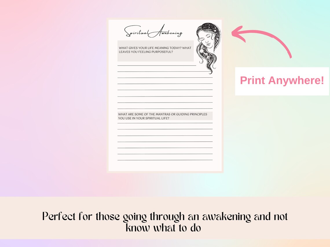 Spiritual Awakening Workbook Printable for Self Discovery, Anxiety ...