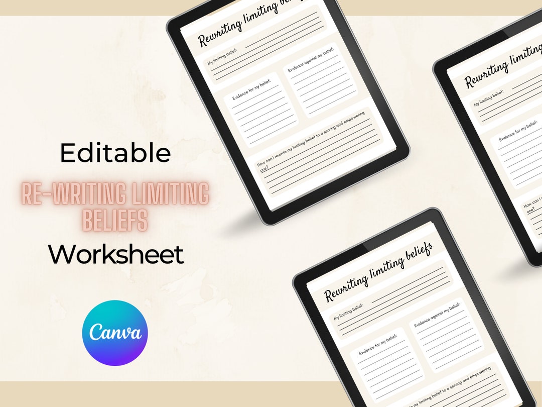 Editable Rewriting Limiting Belief Worksheet, Printable Worksheet ...