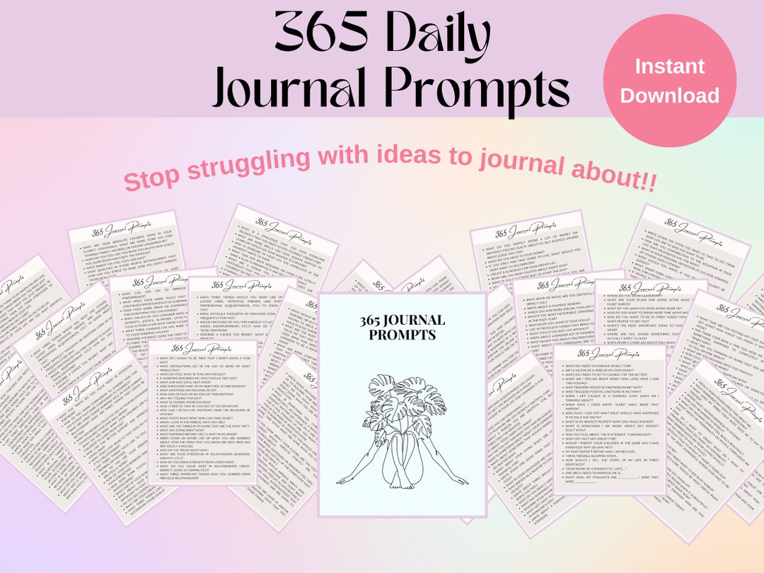 365 Journal Prompts for Beginners, Journal Prompts Bundle, Healing ...