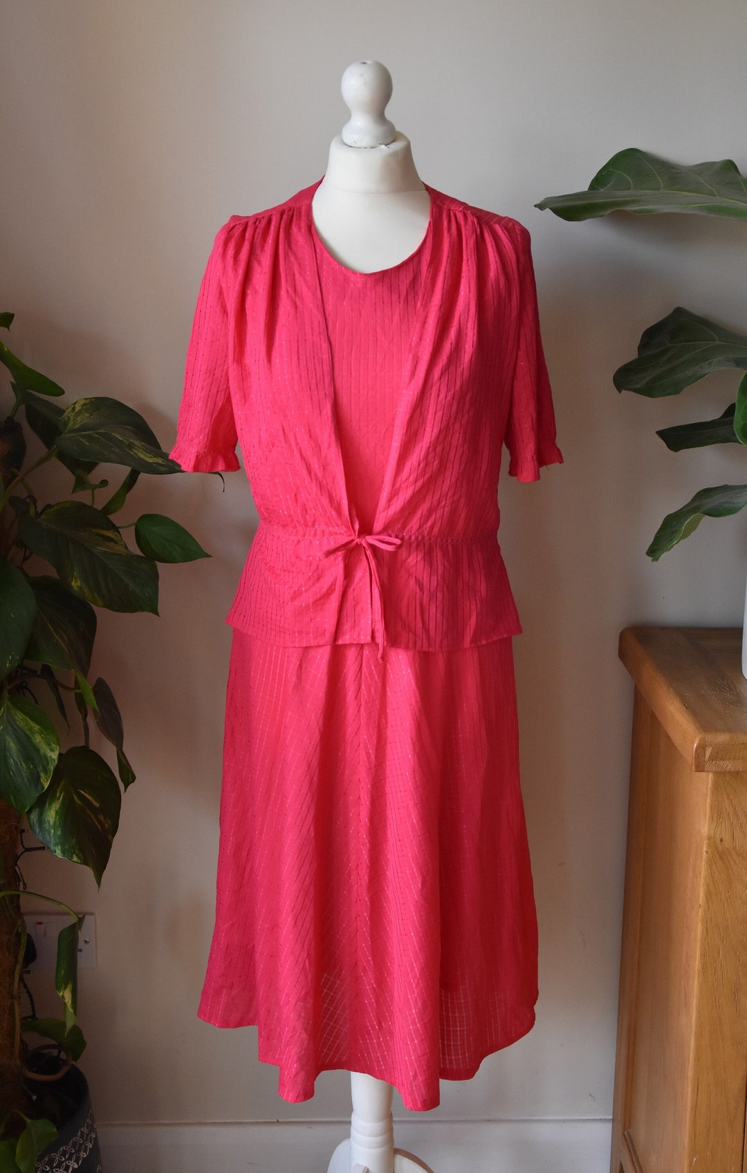 Bright Pink 80s Vintage Summer Dress - Etsy