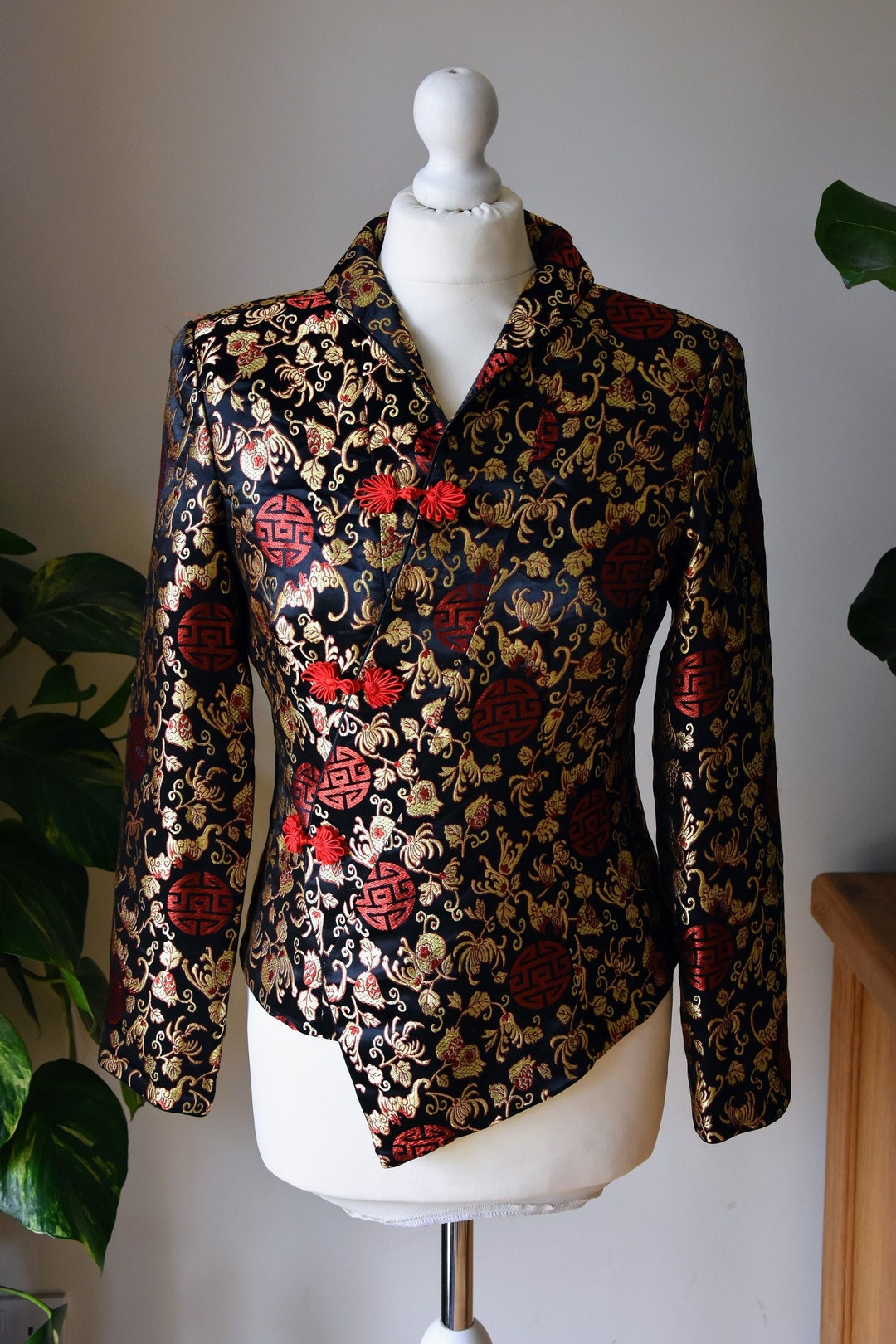 Fabulous Chinese Qipao Cheongsam Style Black, Red and Gold Asian Jacket ...
