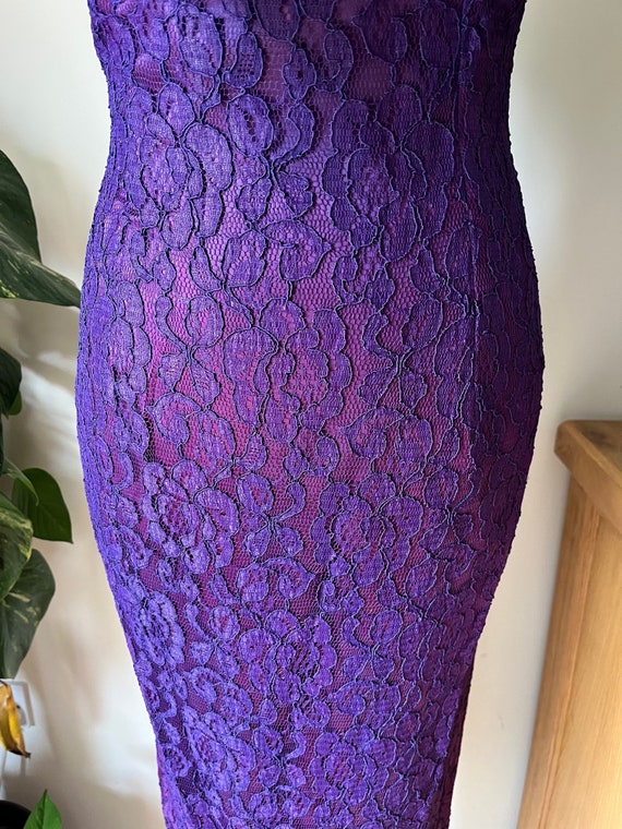 Stunning Rare 80s Purple Lace Prom Dress from Designe… - Gem
