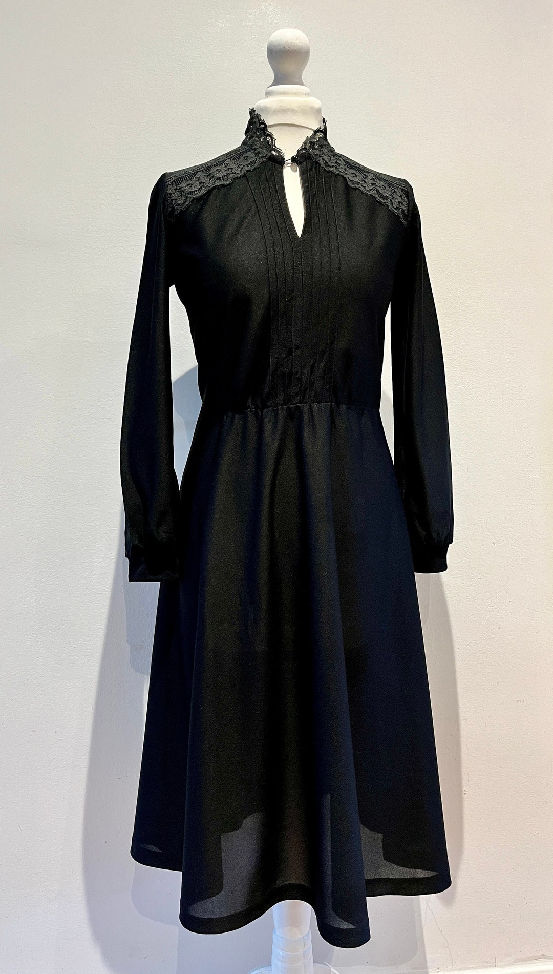 70s Black Gothic Preppy Vintage Dress Small - Etsy
