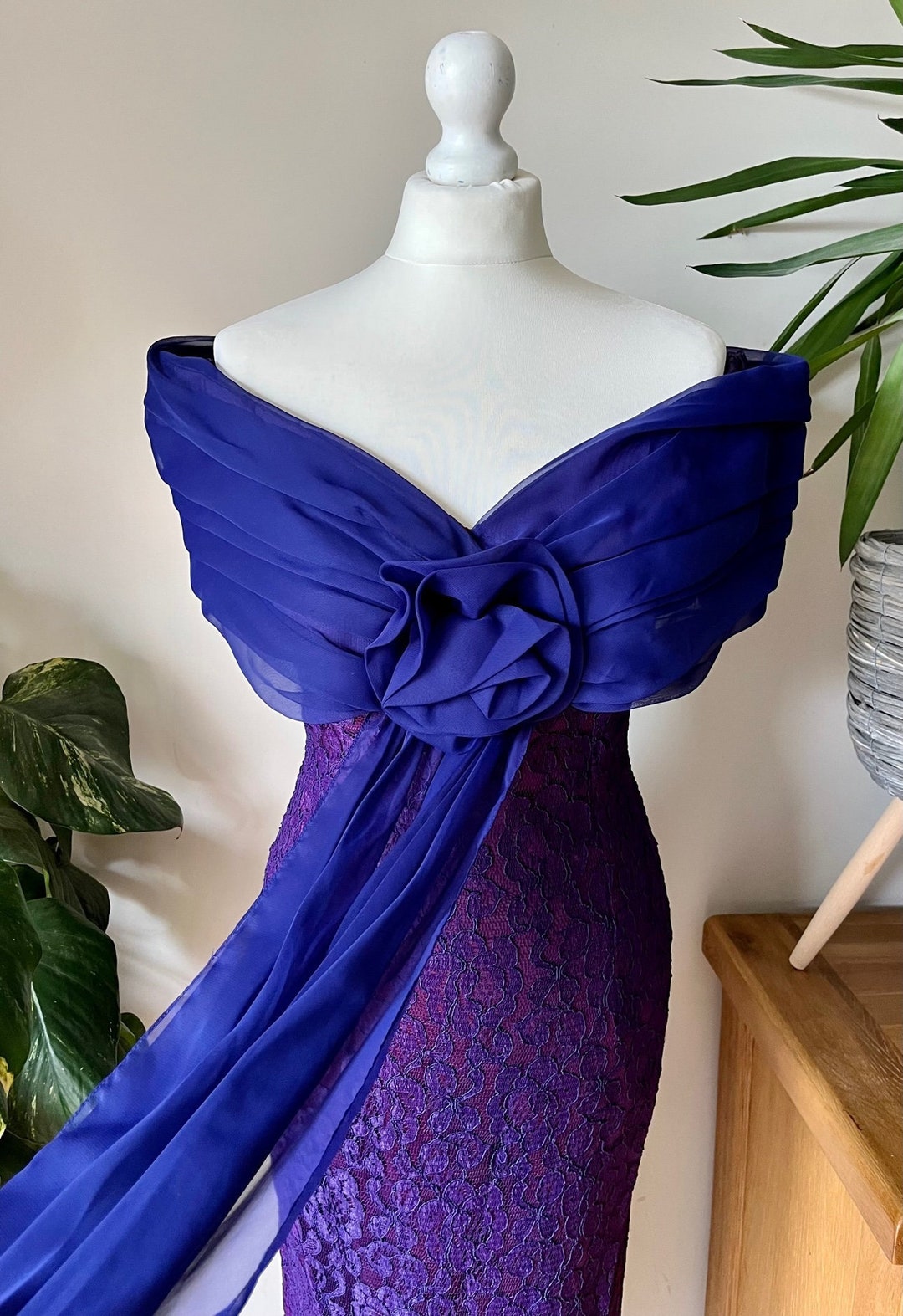 Stunning Rare 80s Purple Lace Prom Dress From Designer Jessica ...
