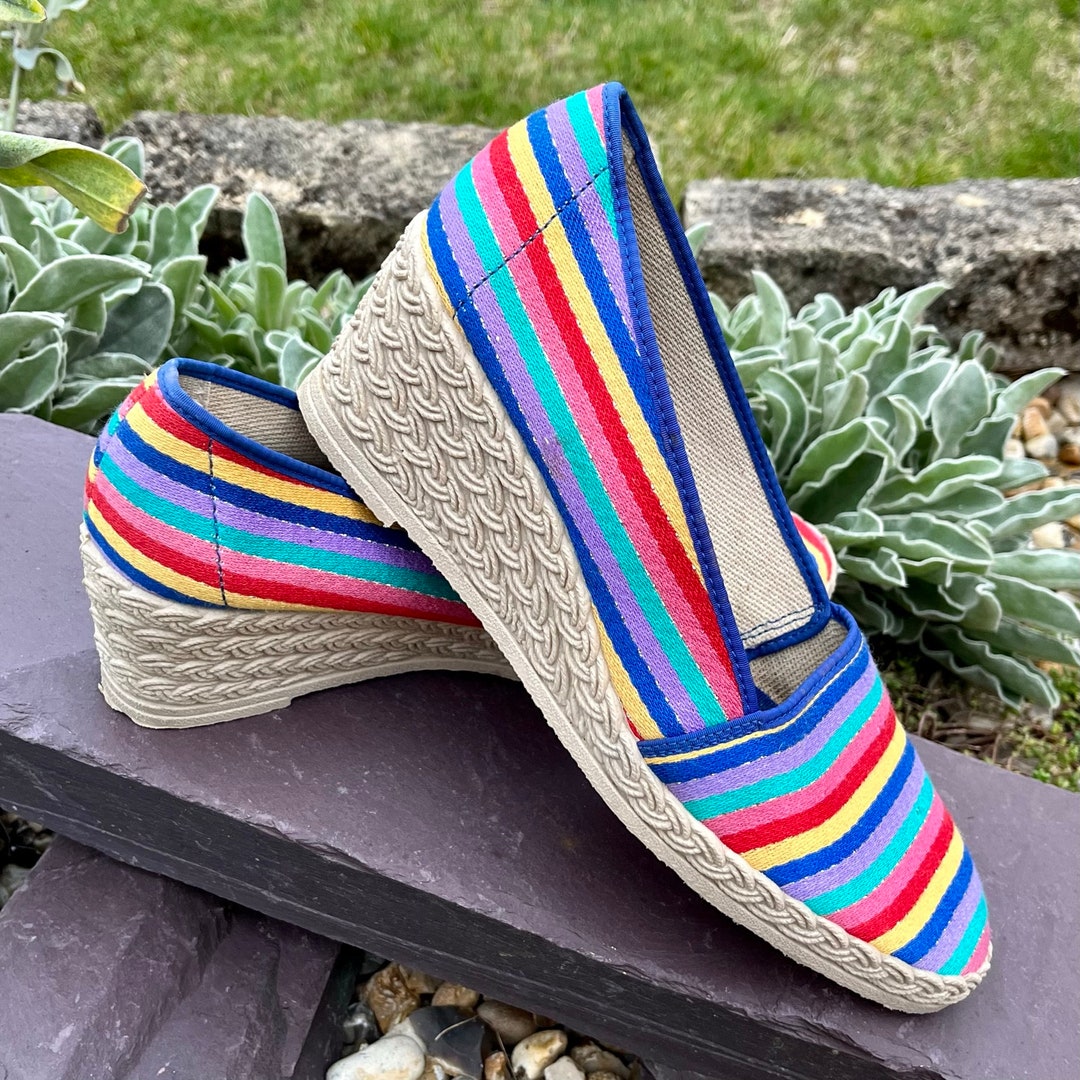 80s St Michael Vintage Rainbow Espadrilles Slip-ons UK 4 EU 37 - Etsy
