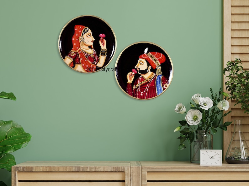 Rajput Raja Rani Pichwai Painting, Traditional Indian Wall Decor ...