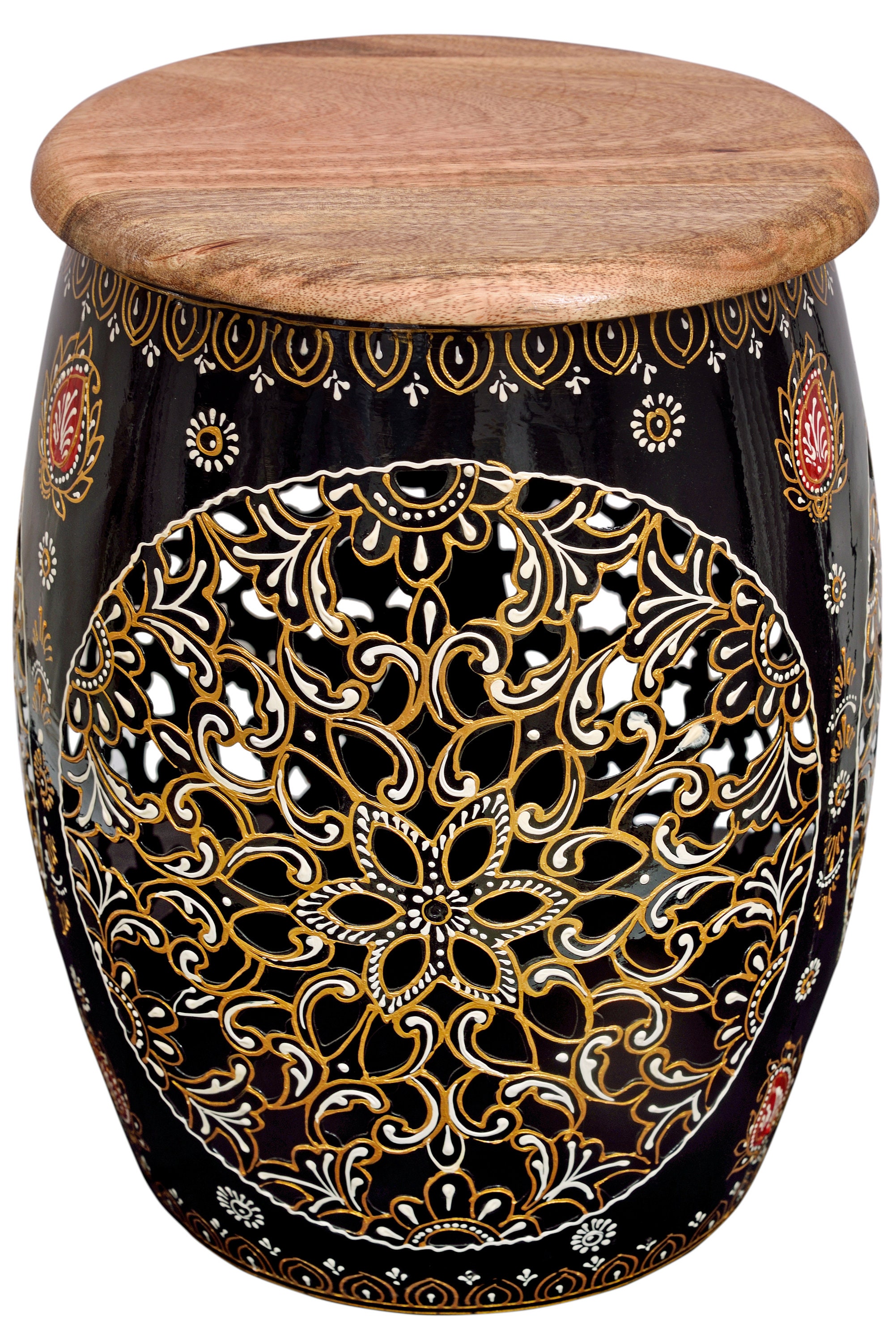 Hand Painted Metal Accent Stool, Floral Cutwork, Indian Decor - Etsy