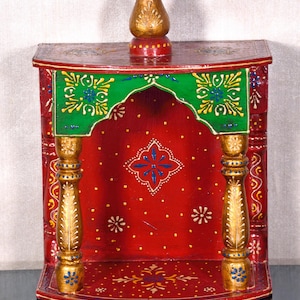 Wooden Wall Hanging Temple Handmade, Hindu Mandir Pooja Ghar Mandap ...