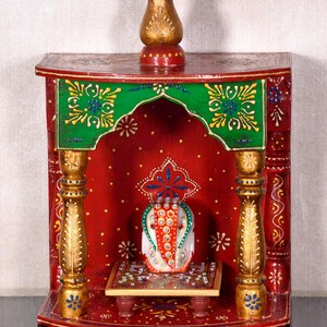 Wooden Wall Hanging Temple Handmade, Hindu Mandir Pooja Ghar Mandap ...