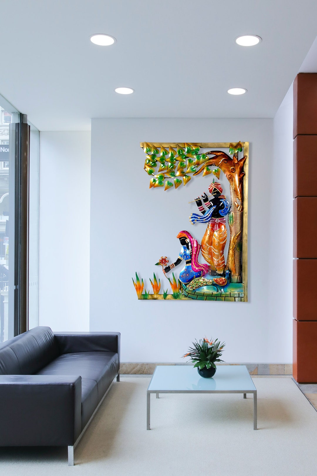 Metal Radha Krishna Wall Frame Art Wall Decor, Home Decor Gift, Metal ...