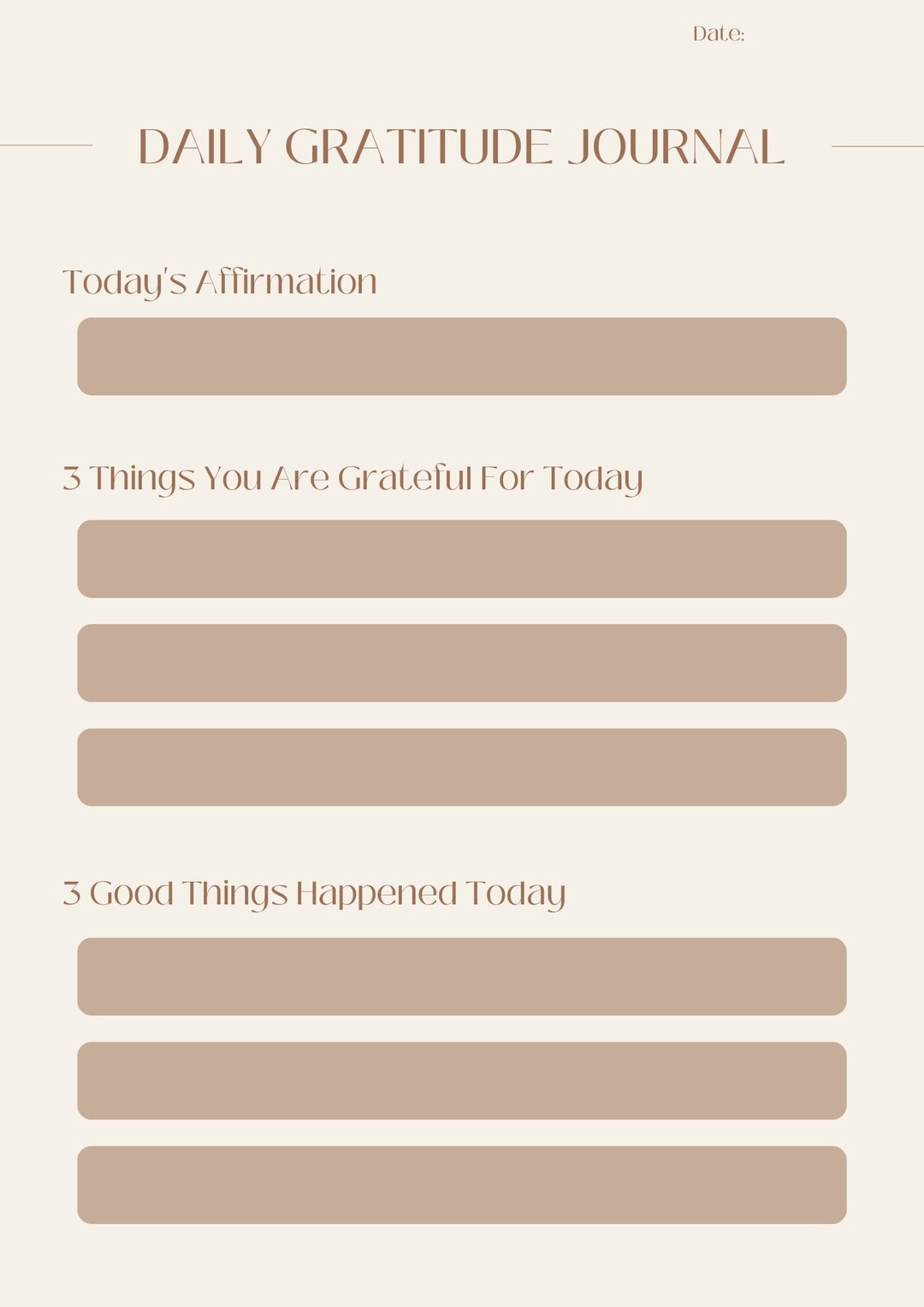 Printable Daily Gratitude Journal, Wellness Planner, Mindfulness ...