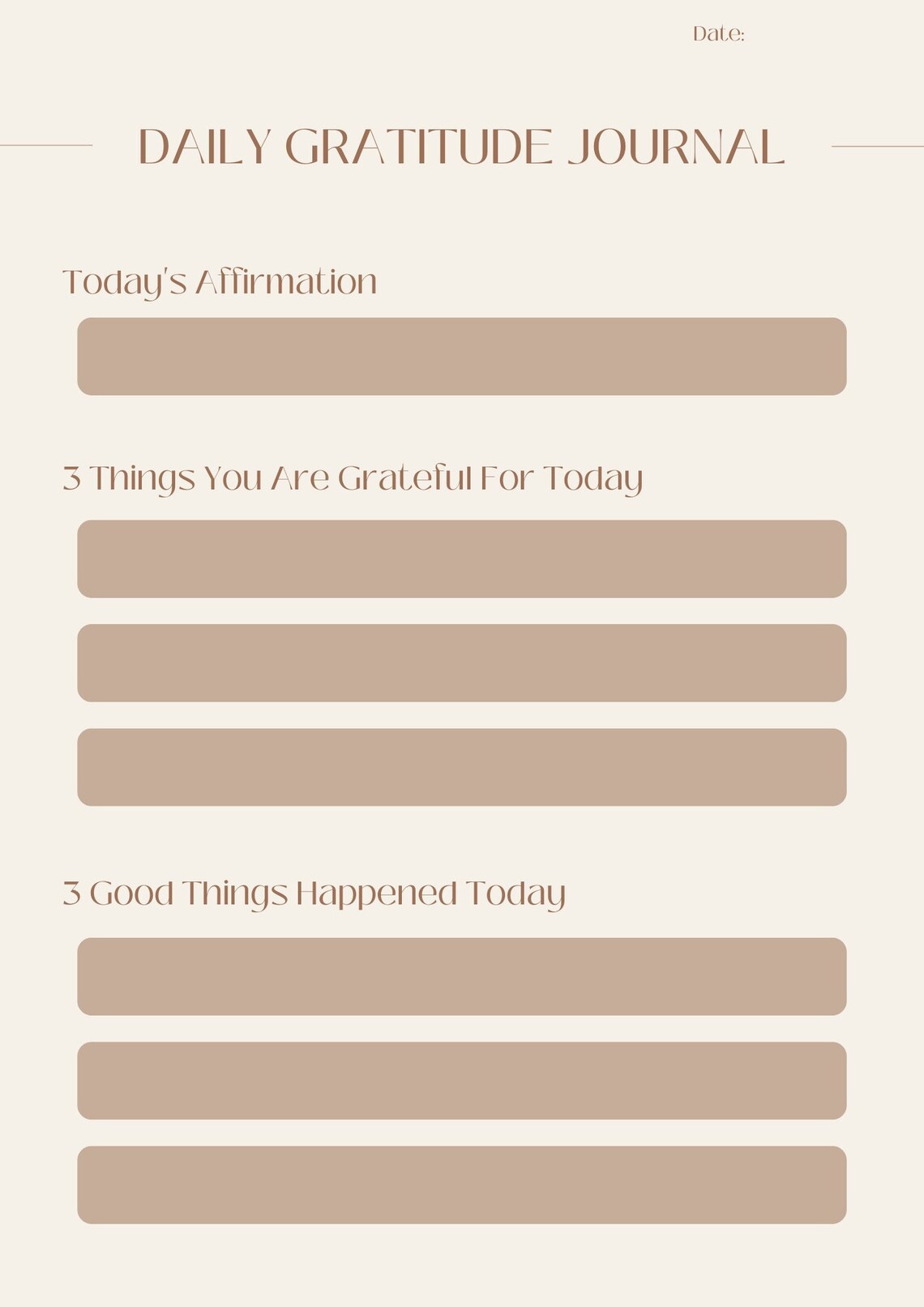 Printable Daily Gratitude Journal, Wellness Planner, Mindfulness ...