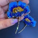 Poppy Flower, Ukrainian Brooch. Embroidery Beaded Blue Yellow Flower to ...
