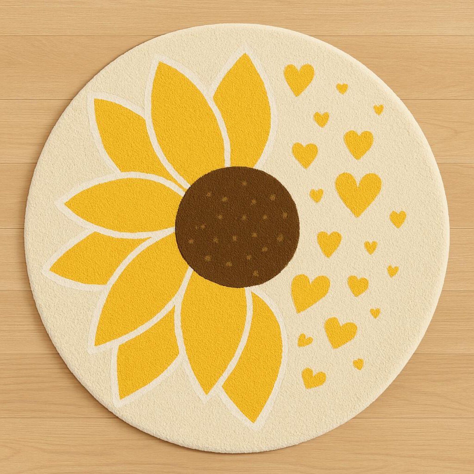 Sunburst Round Wool Rug 4x4 5x5 6x6 7x7 - Hand Tufted Ivory Gold & Pink ...