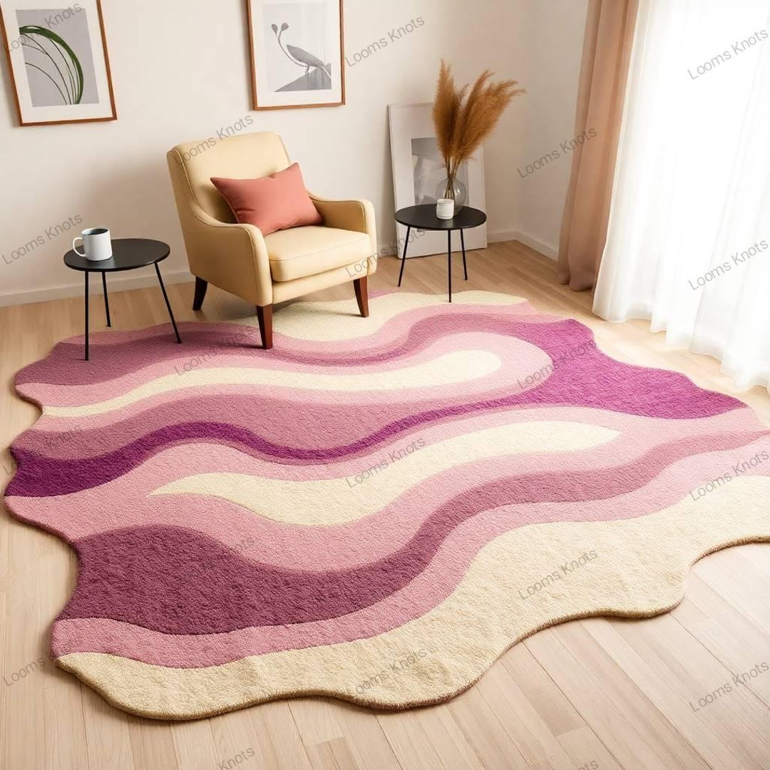 Vintage Irregular Baspoke Rug 4x4 Hand Tufted Muted Deep Purple Wool ...