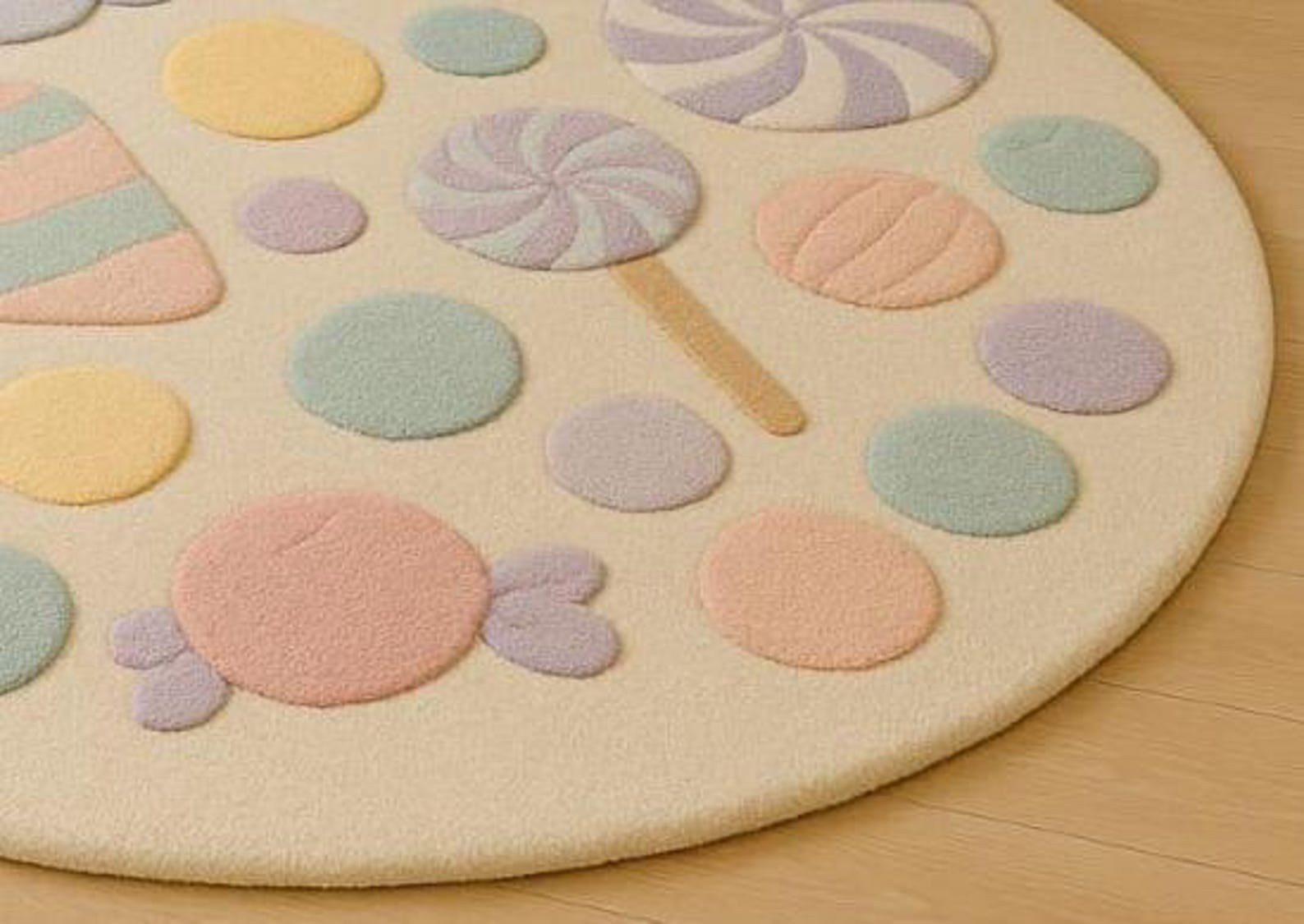 Candy Pastel Round Rug for Kids Room - Hand Tufted Wool 4x4 5x5 6x6 ...