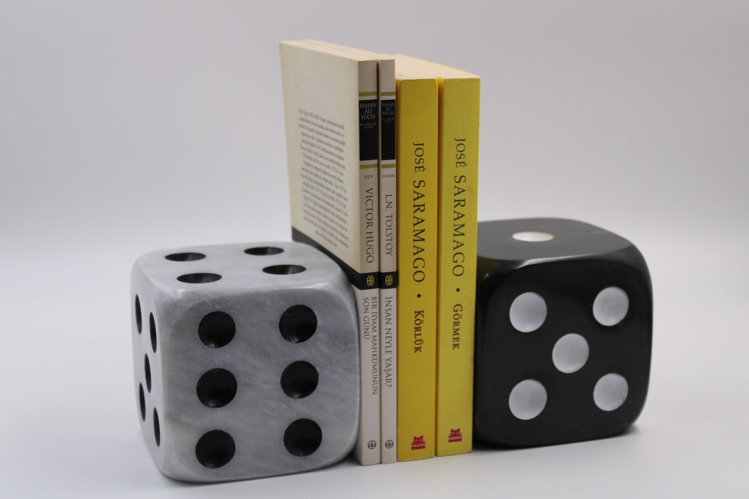 Marble Stone Dice Bookends, Custom Dice,book End, Magazine Holder, Book ...