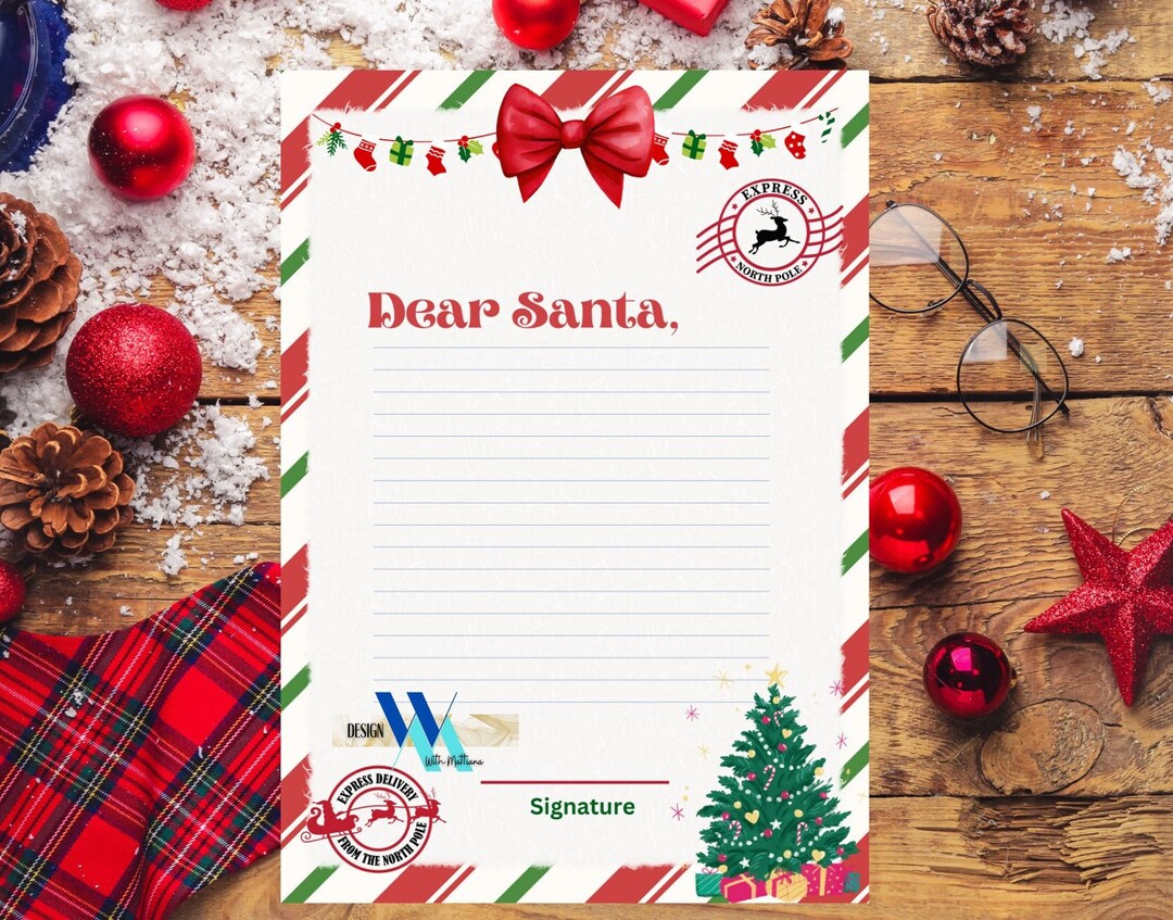 Letter to Santa With Matching Envelope to Download and Print dear Santa ...