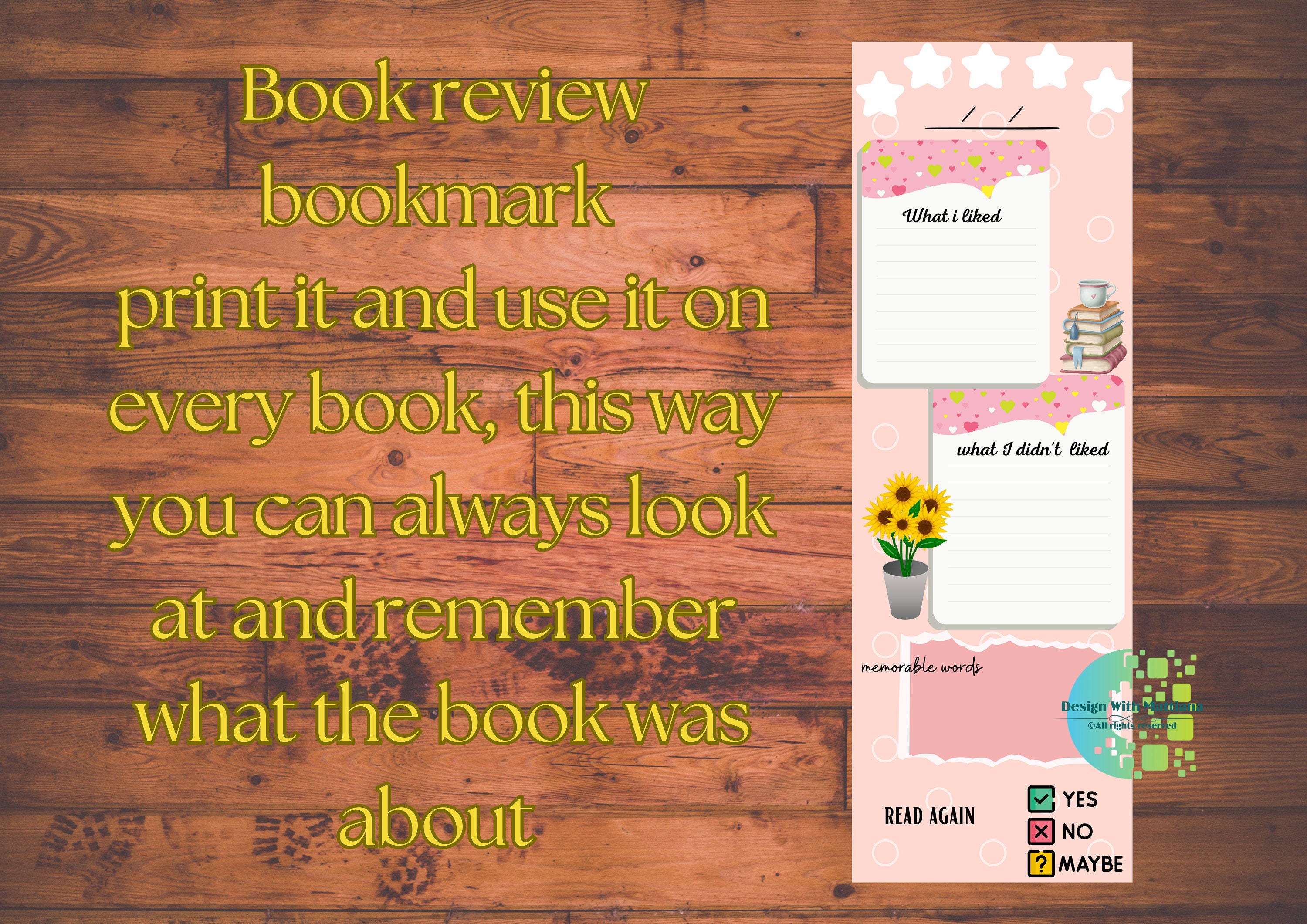 Printable Bookmark | Printable PNG | Digital File | Bookmark PNG ...