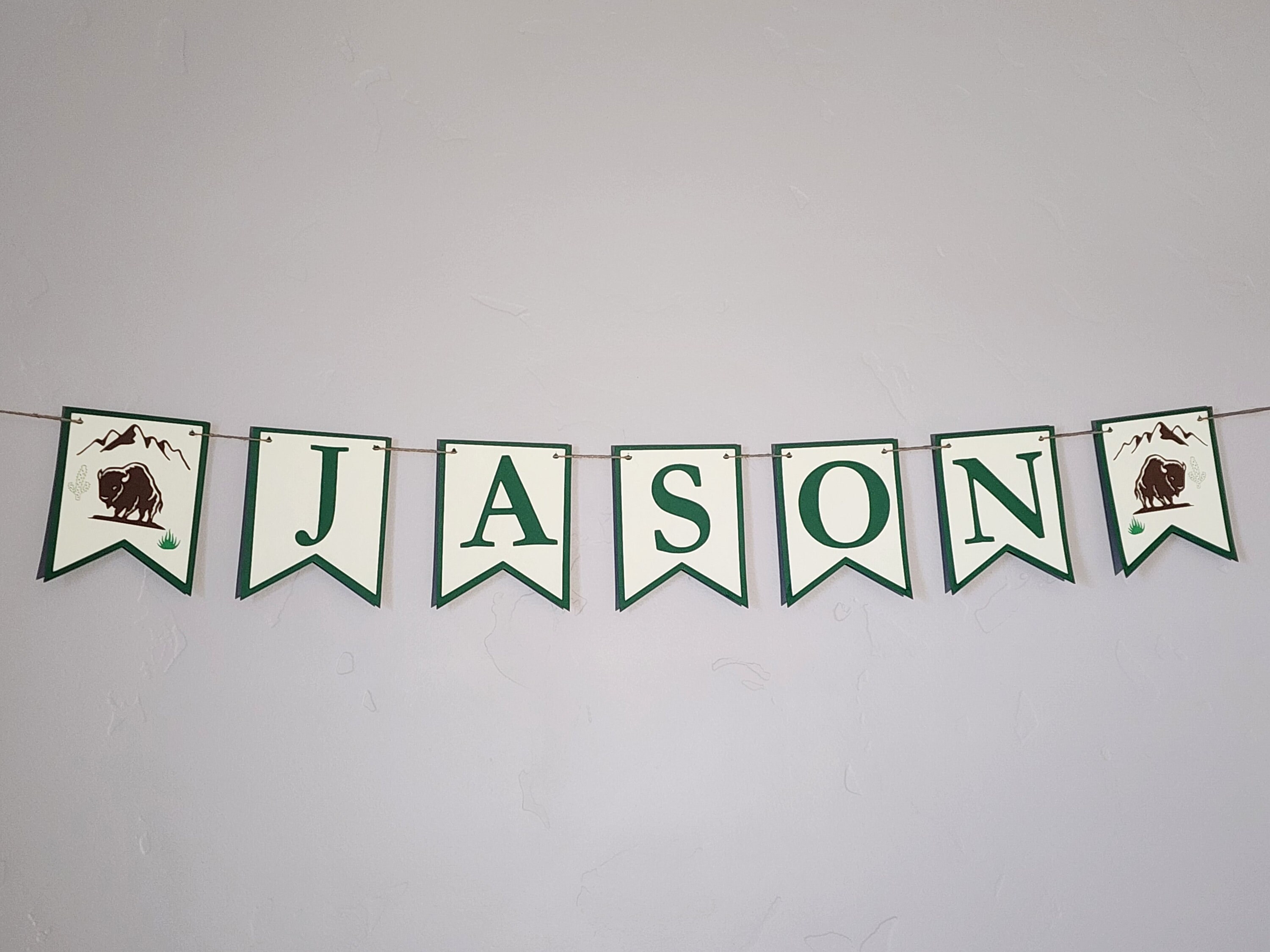 Personalized Bison Banner: Buffalo, Western, Cactus, Mountain, Banner ...