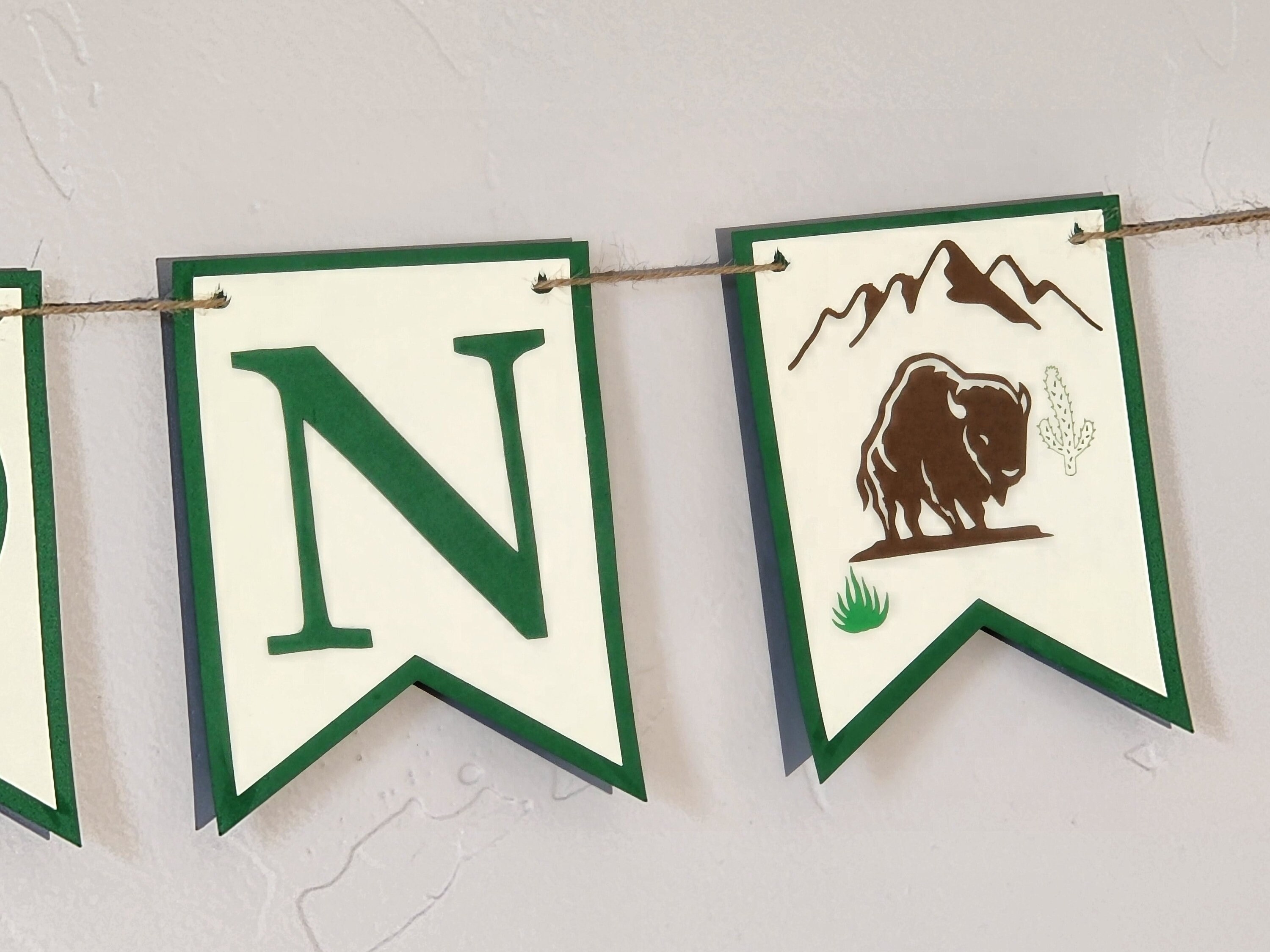 Personalized Bison Banner: Buffalo, Western, Cactus, Mountain, Banner ...