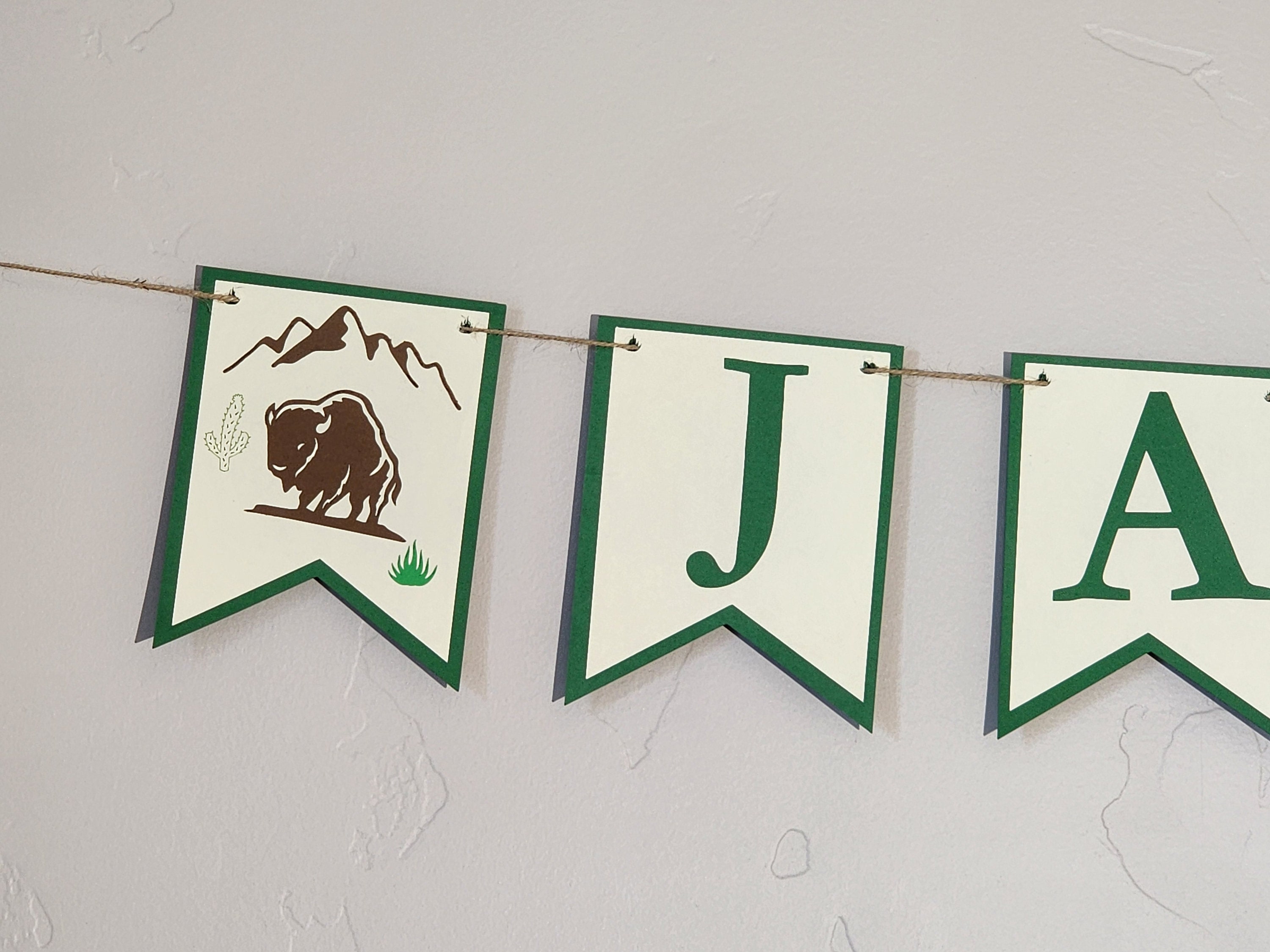 Personalized Bison Banner: Buffalo, Western, Cactus, Mountain, Banner ...