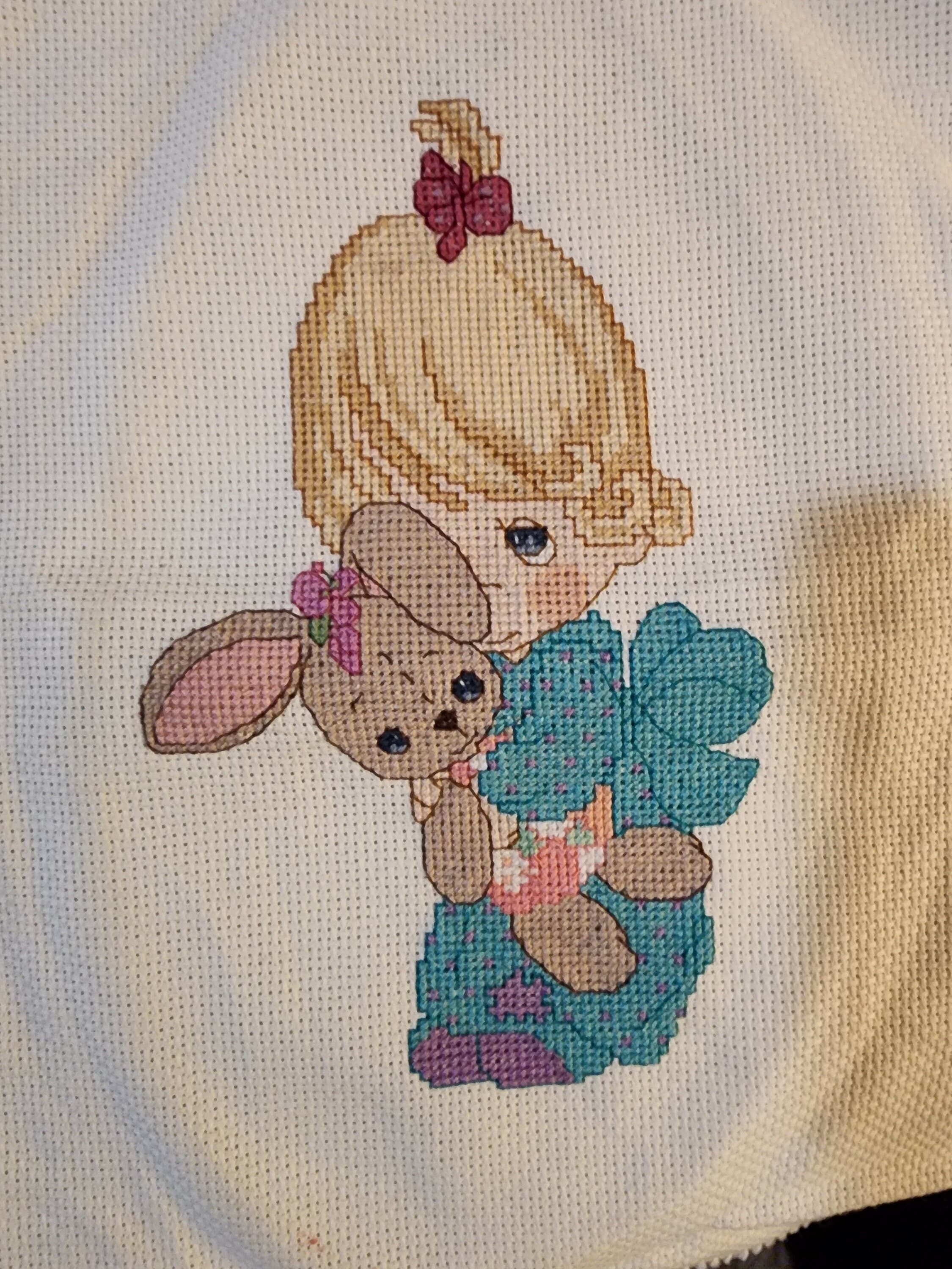 Completed Precious Moments Cross-stitch - Girl - Etsy