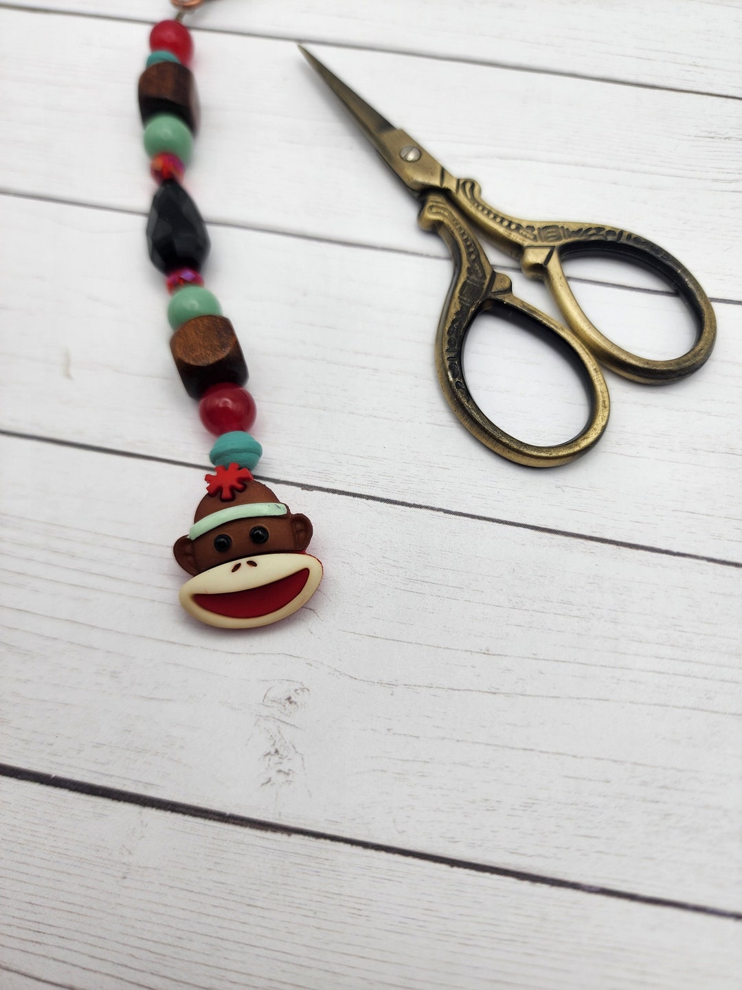 Brown Sock Monkey - Keychain, Scissor Fob, Zipper Pull, Purse Charm ...