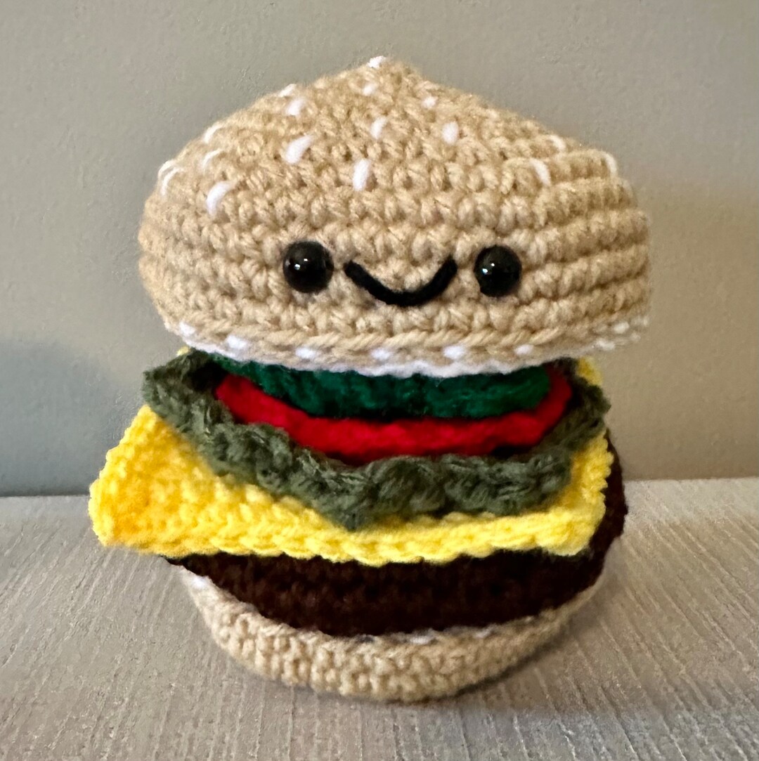 Crochet Cheeseburger | Cheeseburger Play Food | Burger Plushie - Etsy