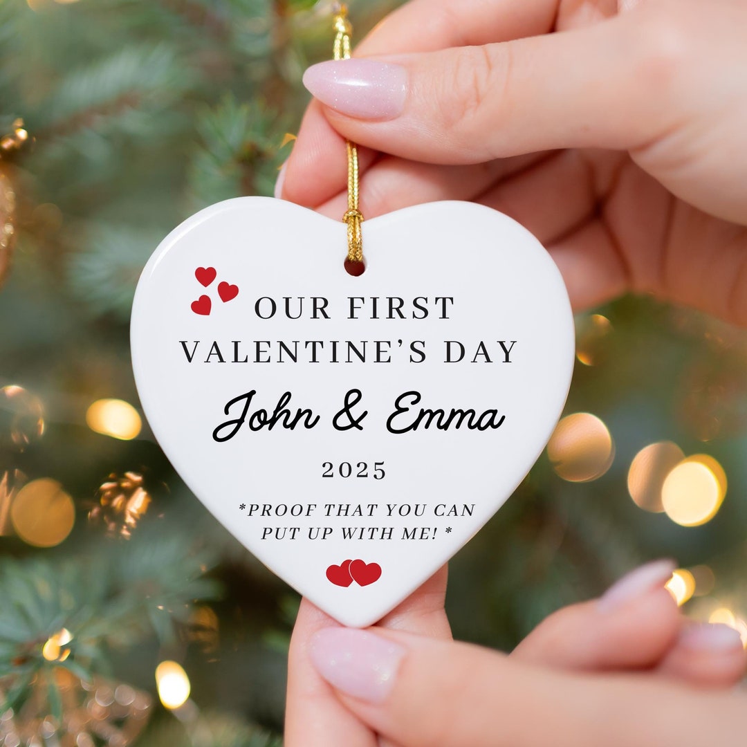 Our First Valentine's Day Keepsake Gifts Custom Ornament for Couples ...