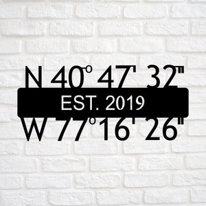 GPS Coordinates Sign Metal Wall Art,latitude Longitude Sign,custom ...