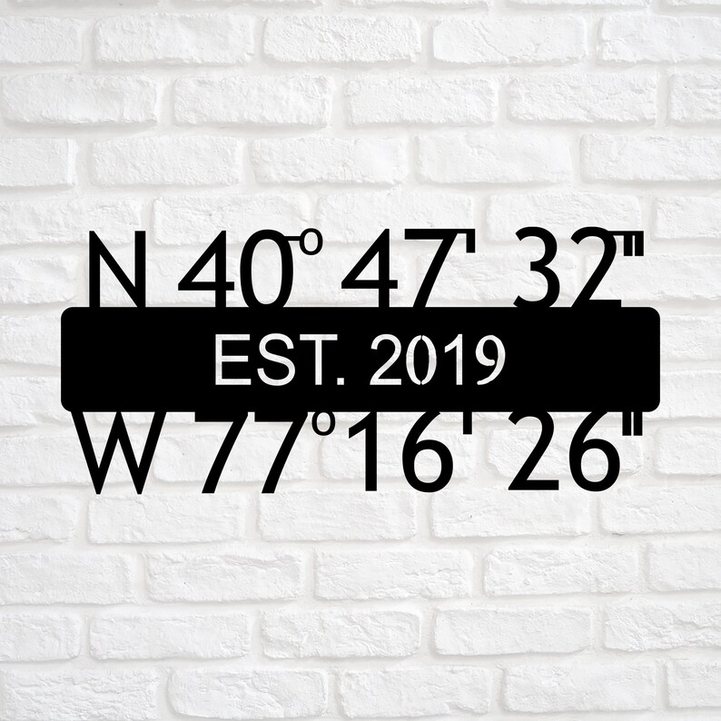 GPS Coordinates Sign Metal Wall Artlatitude Longitude - Etsy