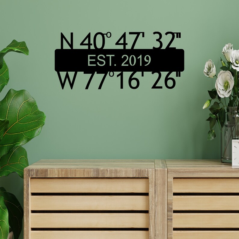 GPS Coordinates Sign Metal Wall Artlatitude Longitude - Etsy
