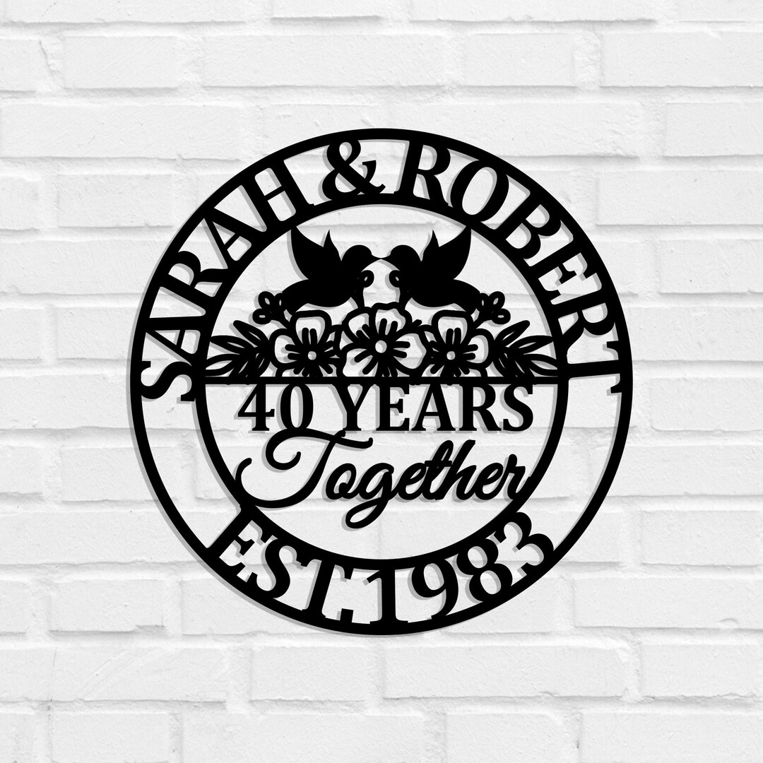 40th Anniversary Gift, Wedding Anniversary Sign, Ruby Anniversary Gift ...
